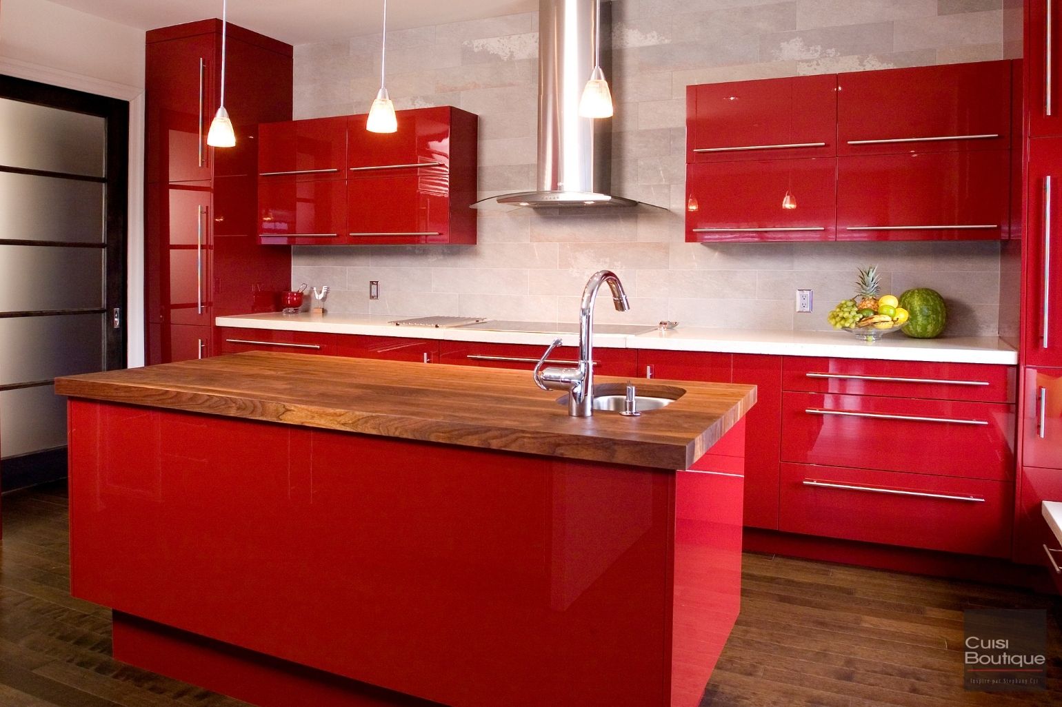 Cuisine Contemporaine Rouge 2 Ilots